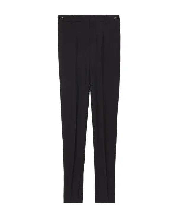 Gucci Pleated Front Trousers With Buckle Detail - Black