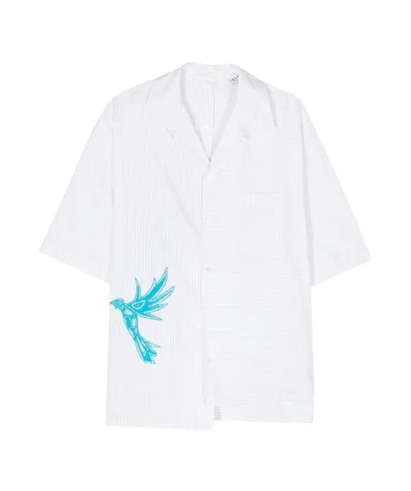 LANVIN Bird-appliqué Pinstriped Shirt