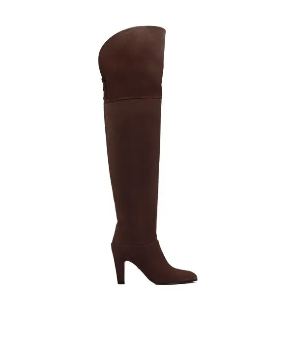 Chloé 85mm Eve Suede Over-the-knee Boots - Chocolate Brown