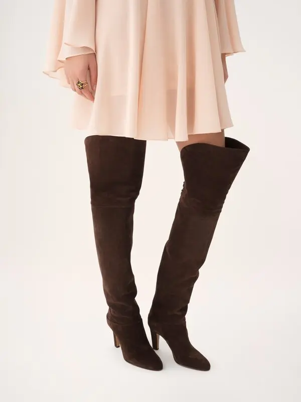 Chloé 85mm Eve Suede Over-the-knee Boots - Chocolate Brown