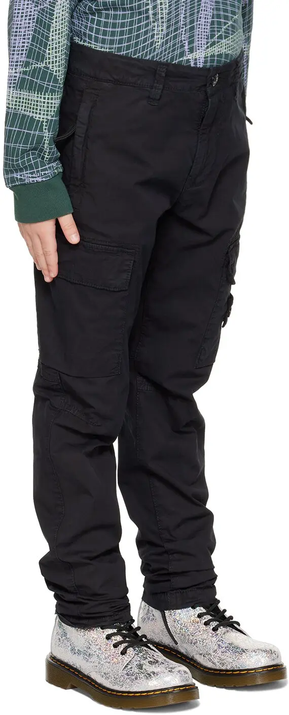 Stone Island Logo Patch Cargo Trousers - Black