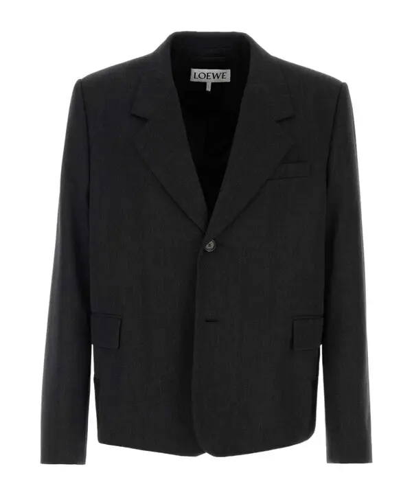 Loewe Single-breasted Gabardine Jacket With Notched Lapels - Grey