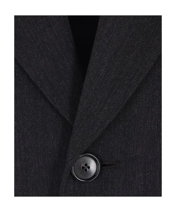 Loewe Single-breasted Gabardine Jacket With Notched Lapels - Grey
