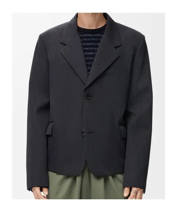 Loewe Single-breasted Gabardine Jacket With Notched Lapels - Grey