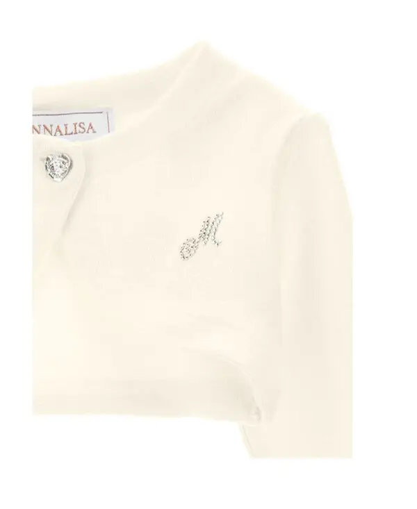Monnalisa Logo Embellished Cropped Cardigan