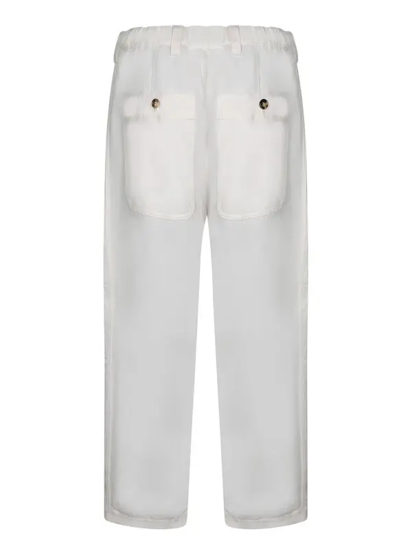 Brunello Cucinelli Belted Straight Leg Trousers - White