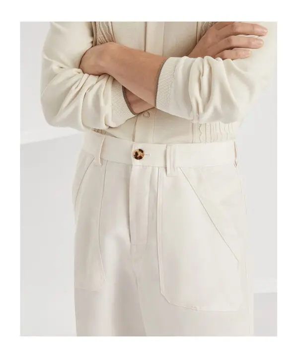 Brunello Cucinelli Belted Straight Leg Trousers - White