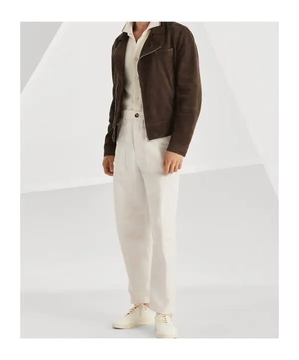 Brunello Cucinelli Belted Straight Leg Trousers - White
