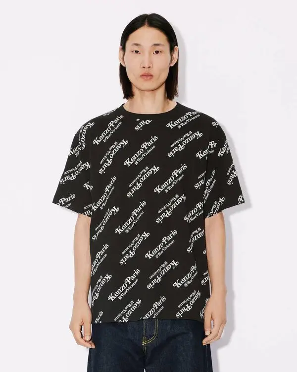 Kenzo All-over Logo Printed Crewneck T-shirt - Black