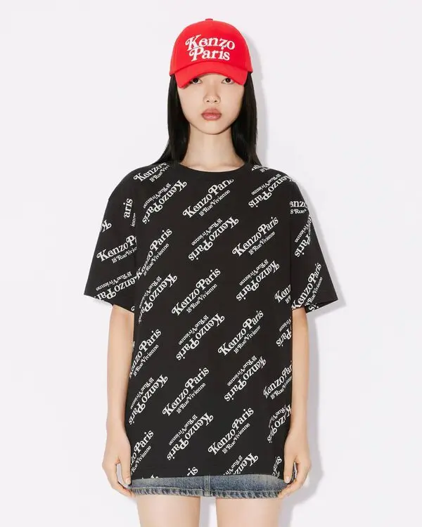 Kenzo All-over Logo Printed Crewneck T-shirt - Black