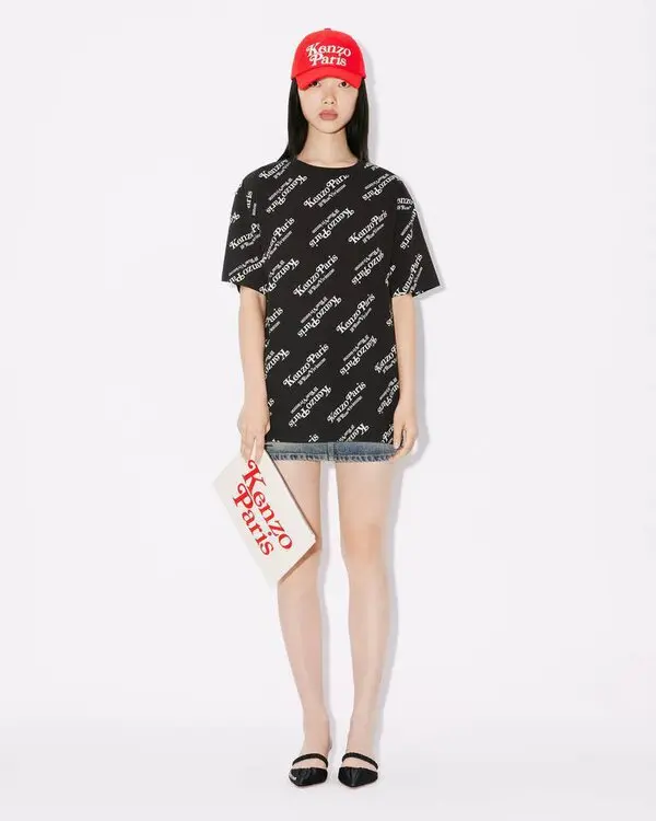 Kenzo All-over Logo Printed Crewneck T-shirt - Black