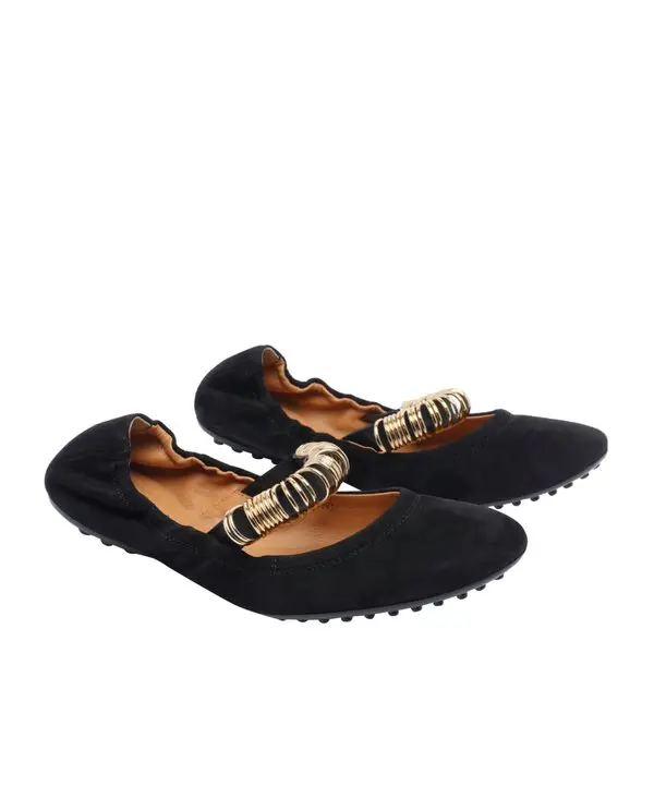TOD'S Embellished Ballerina Flats - Black