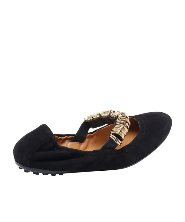 TOD'S Embellished Ballerina Flats - Black