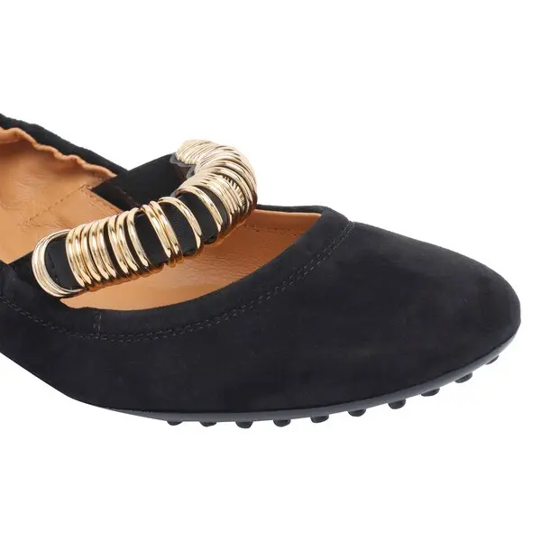 TOD'S Embellished Ballerina Flats - Black