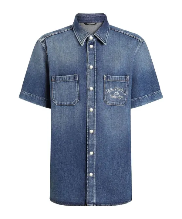 Dolce & Gabbana Dolce Gabbana Logo Embroidered Denim Shirt
