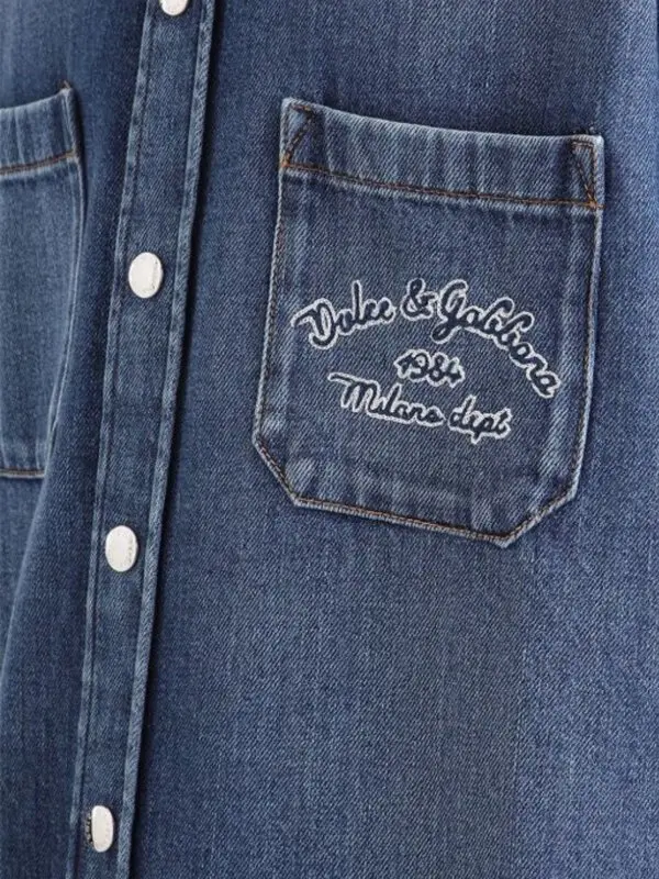 Dolce & Gabbana Dolce Gabbana Logo Embroidered Denim Shirt