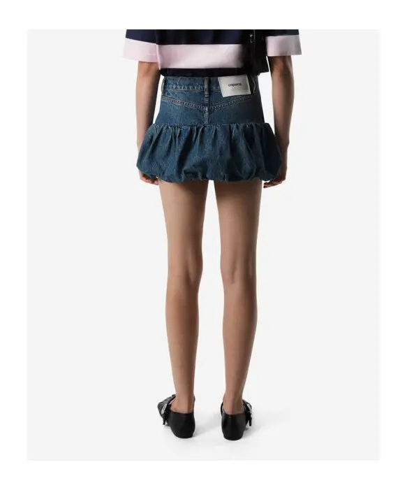 Coperni Gathered-hem Denim Mini Skirt