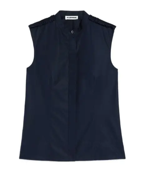 JIL SANDER Poplin Ruffle Top