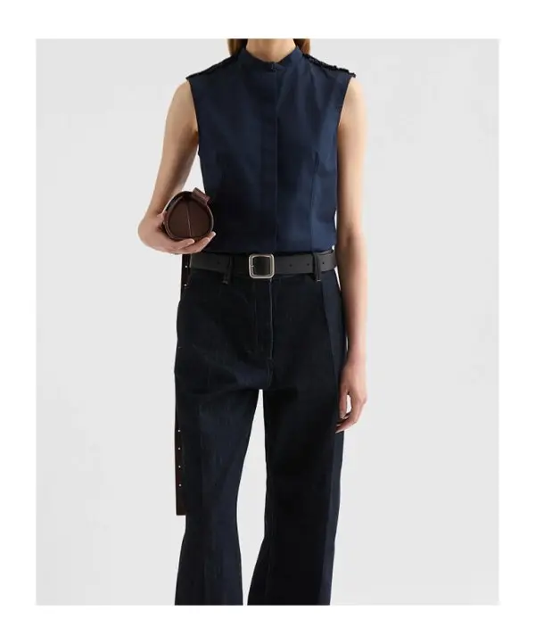 JIL SANDER Poplin Ruffle Top