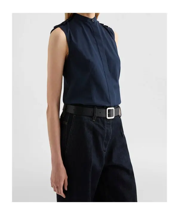 JIL SANDER Poplin Ruffle Top