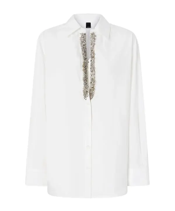 Pinko Embellished V-neck Shirt - White