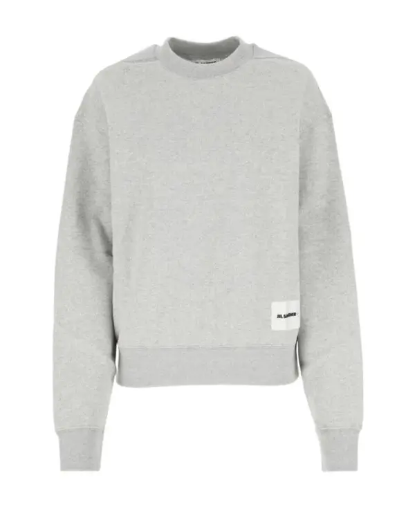 JIL SANDER Logo Patch Crewneck Sweatshirt - Gray