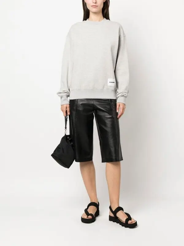 JIL SANDER Logo Patch Crewneck Sweatshirt - Gray