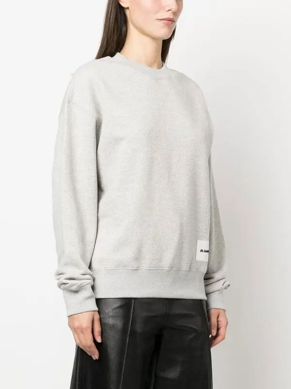 JIL SANDER Logo Patch Crewneck Sweatshirt - Gray