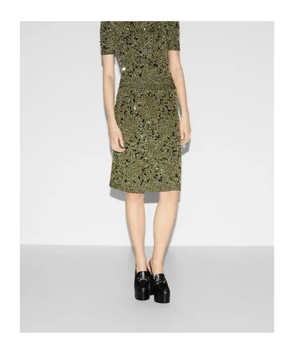 Gucci Sequined Tweed Skirt