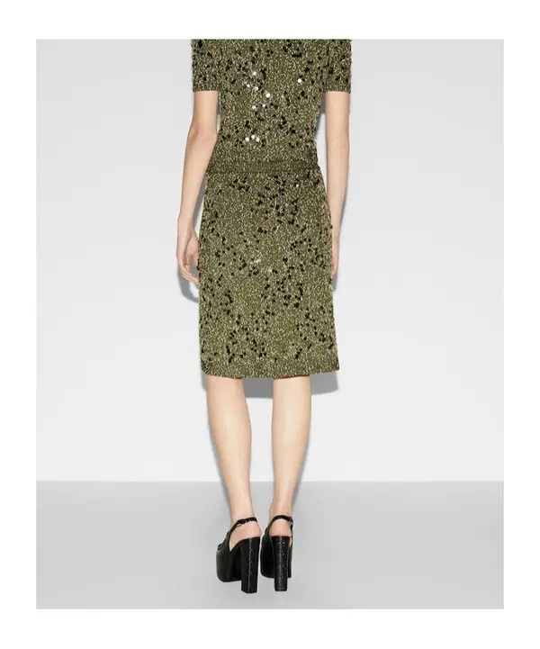 Gucci Sequined Tweed Skirt
