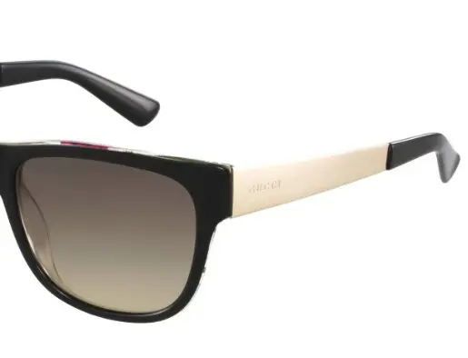 Gucci Black And Gold Logo Detail Sunglasses