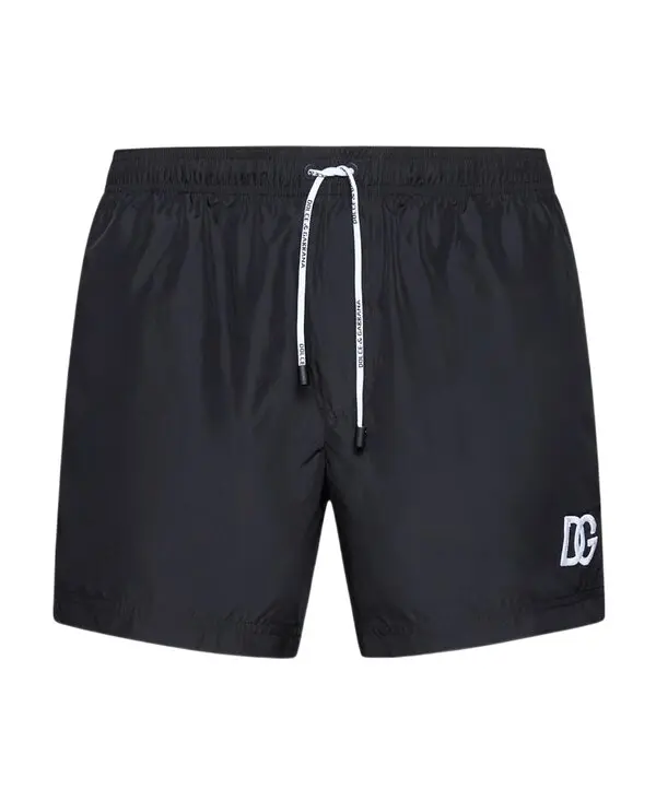 Dolce & Gabbana Logo Drawstring Swim Shorts - Black
