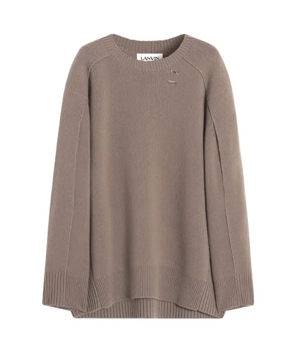 LANVIN Ribbed Cuff Oversized Jumper - Gray