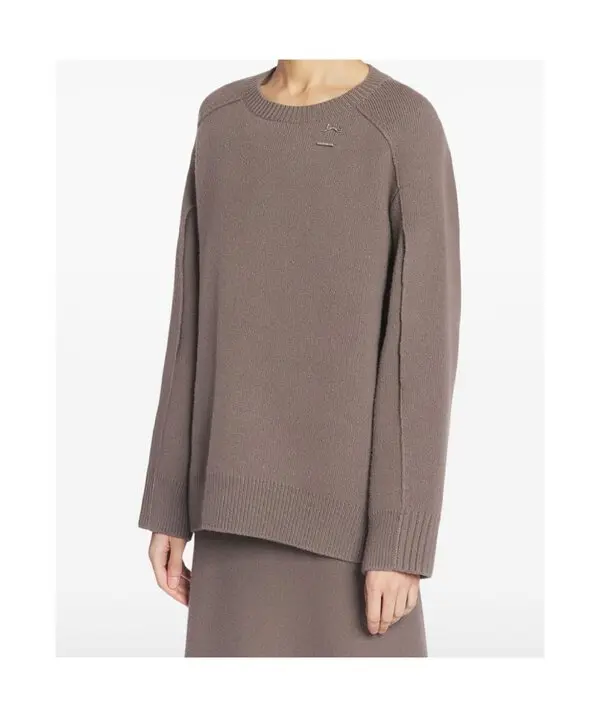 LANVIN Ribbed Cuff Oversized Jumper - Gray