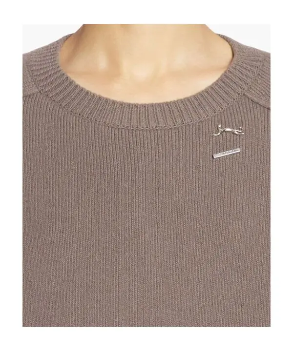 LANVIN Ribbed Cuff Oversized Jumper - Gray