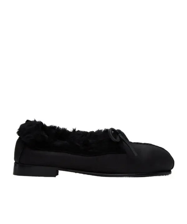 Hereu Fur-trimmed Leather Loafers - Black