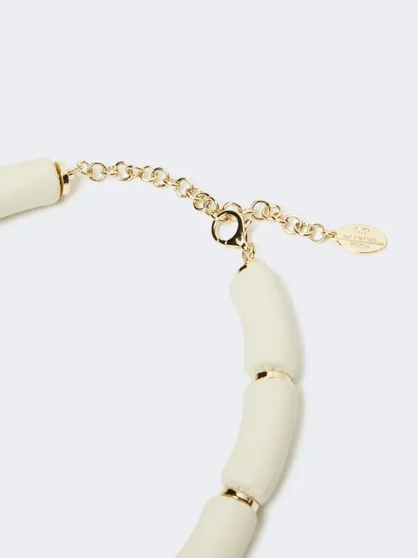 Max Mara Leather Choker Necklace With Metal Details