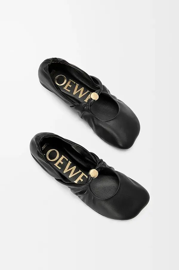Loewe Pebble Soft Ballerina Flats - Black