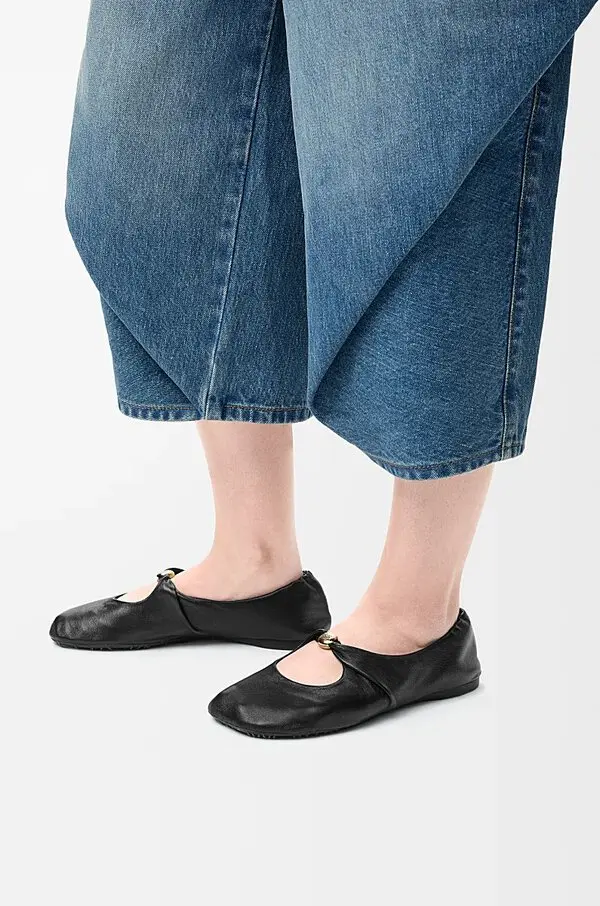 Loewe Pebble Soft Ballerina Flats - Black