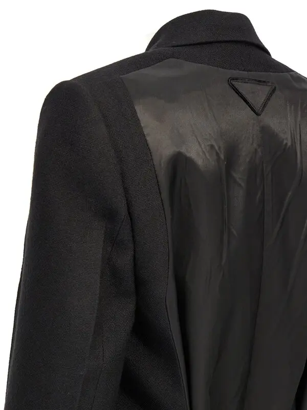 Prada Double-breasted Long-sleeved Coat - Black