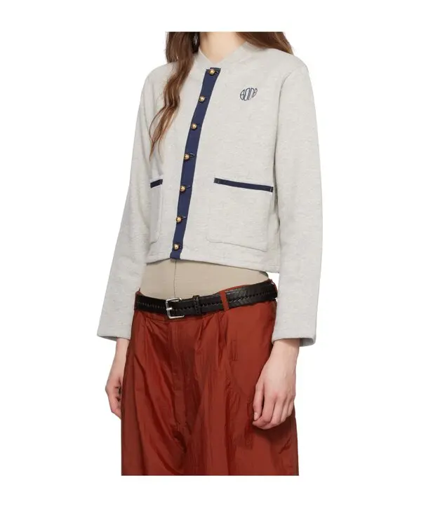 BODE Heathered Embroidered Cardigan