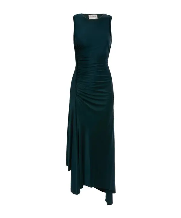 Victoria Beckham Asymmetric Hem Midi Dress - Dark Cyan