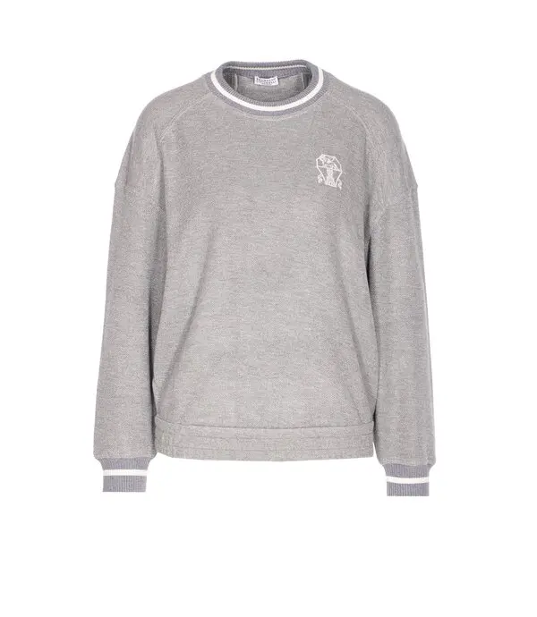 Brunello Cucinelli Embroidered Detail Crew Neck Sweater