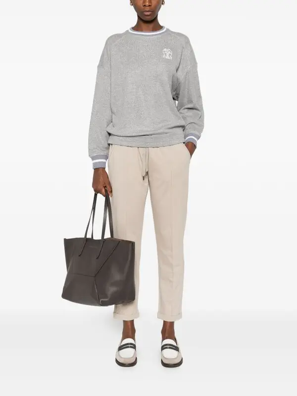 Brunello Cucinelli Logo Embroidered Long-sleeve Sweater