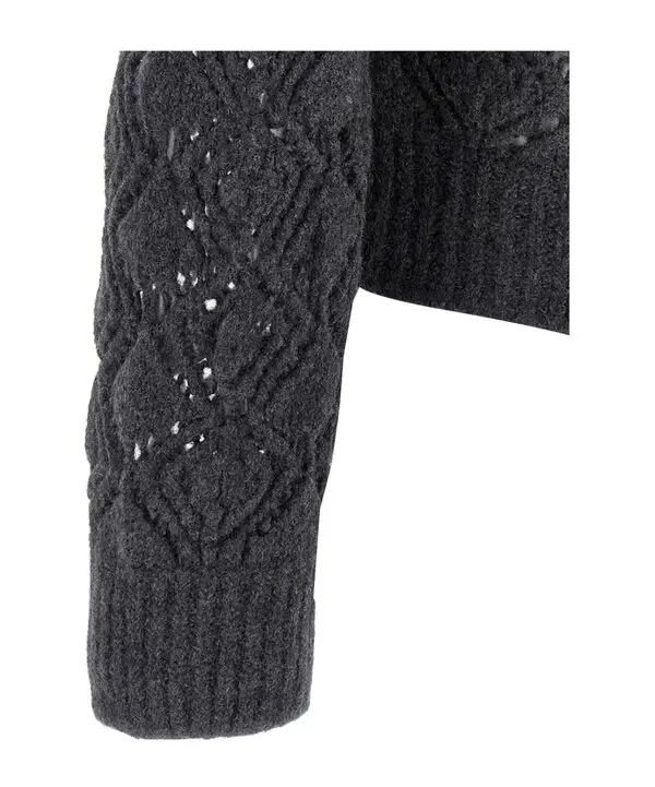 JIL SANDER Openwork Zipped Knit Cardigan - Black