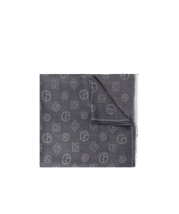 Giorgio Armani Signature Logo Design Scarf - Dark Blue