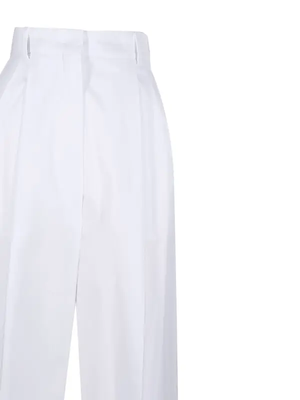 Sportmax High-waisted Cotton Trousers With Pleats
