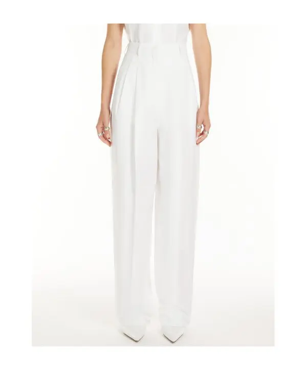 Sportmax High-waisted Cotton Trousers With Pleats