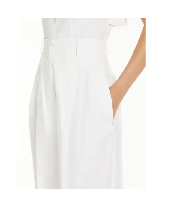 Sportmax High-waisted Cotton Trousers With Pleats