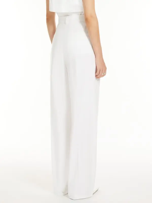 Sportmax High-waisted Cotton Trousers With Pleats - Optical White